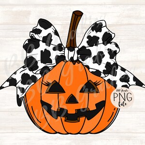Digital Png File Girl Pumpkin Face Jack-o-lantern Coquette Bow Cow ...