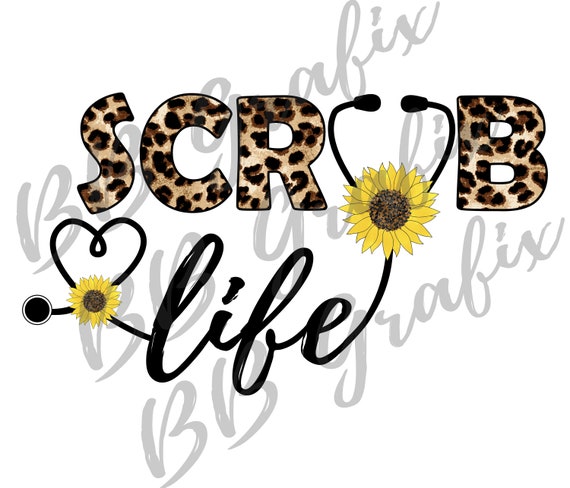 Digital Png File Scrub Life Sunflower Leopard Cheetah Print - Etsy