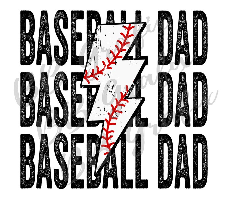 Digital Png File Baseball Dad Stacked Distressed Lightning - Etsy