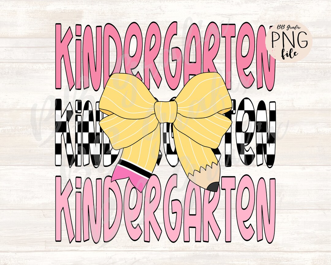 Digital Png File Kindergarten Pencil Coquette Bow Checker Back to ...