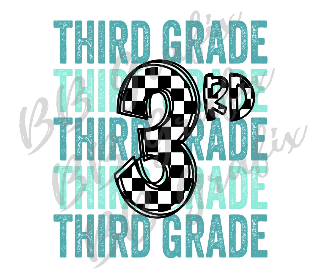 Digital Png File 3rd Grade 3 Third Stacked Checker Back to School Boy ...