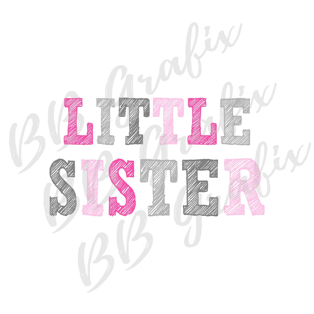 Digital Png File - Little Sister - Pink & Grey - Baby Announcement ...