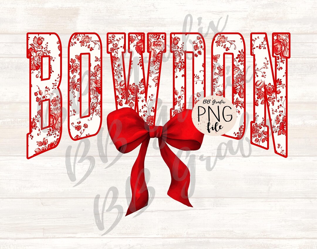 Digital Png File Bowdon Floral Toile Red Water Color Coquette Bow Clip ...