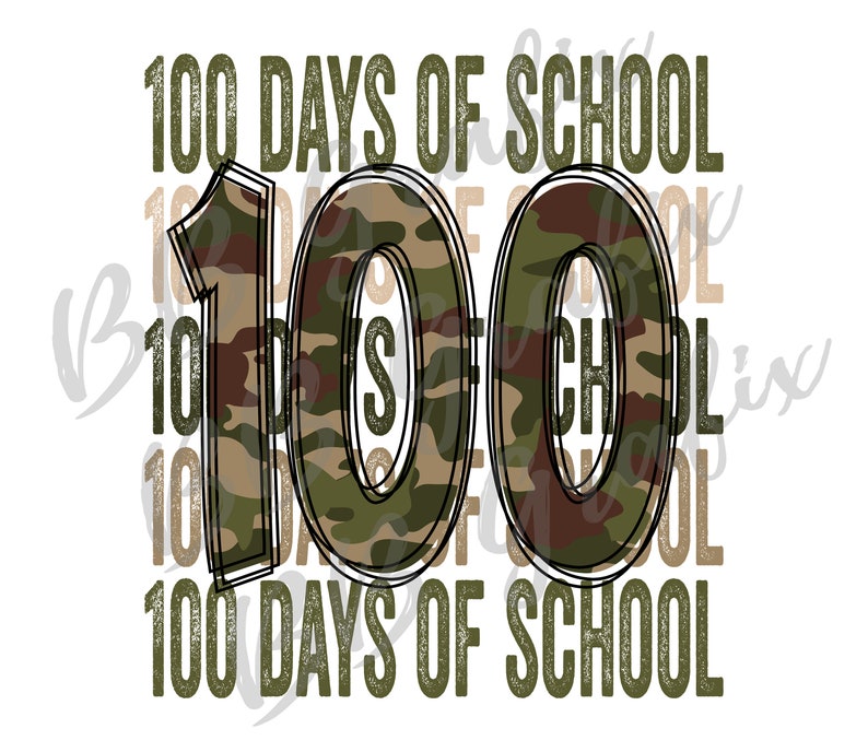 Digital Png File 100 Days of School Stacked Camo Camouflage - Etsy