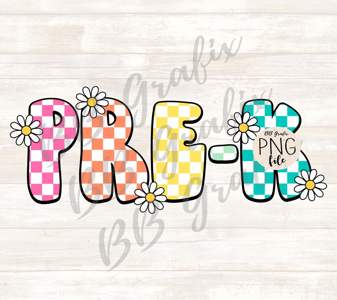 Digital Png File Pre-k Stacked Daisy Daisies Checker Back to School ...