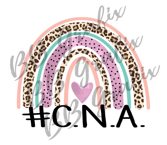 Digital Png File CNA Rainbow Watercolor Leopard Heart | Etsy