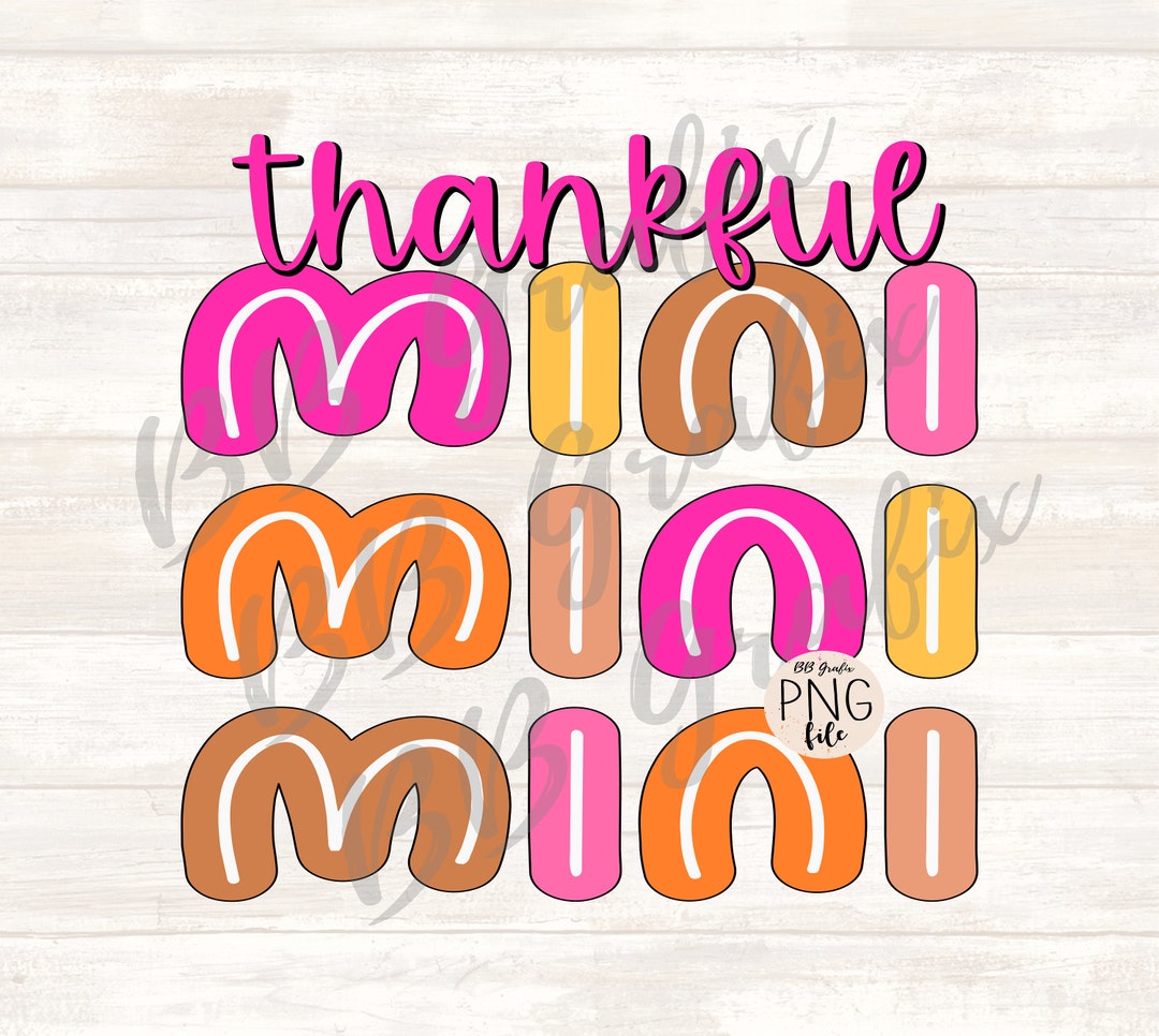 Digital Png File Thankful Mini Png Stacked Pink Orange Printable ...