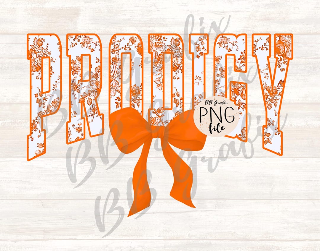Digital Png File Prodigy Floral Toile Orange Water Color Coquette Bow ...