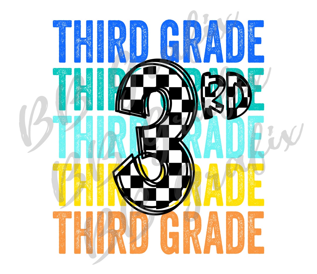 Digital Png File 3rd Grade 3 Third Stacked Checker Back to School Boy ...