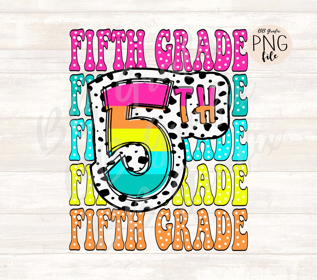 Digital Png File 5th Fifth Grade 5 Stacked Back to School Printable Art ...