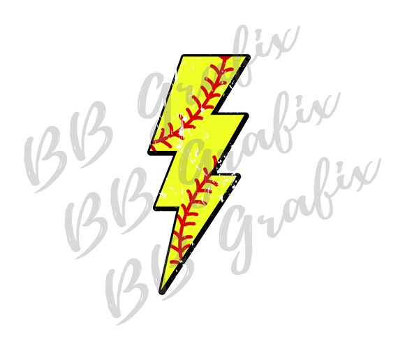 Digital Png File Softball Distressed Lightning Bolt Sport Clip | Etsy