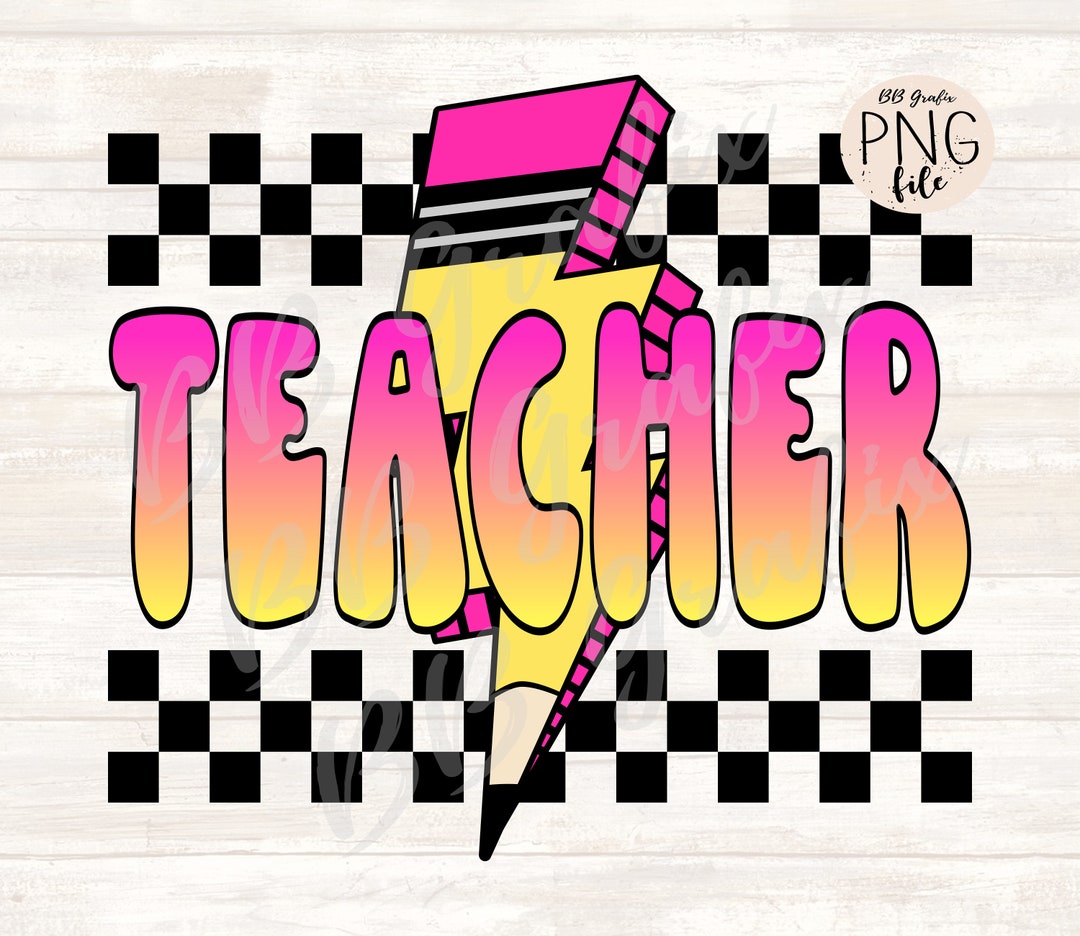 Digital Png File Teacher Checker Back to School Pencil Lightning Bolt ...