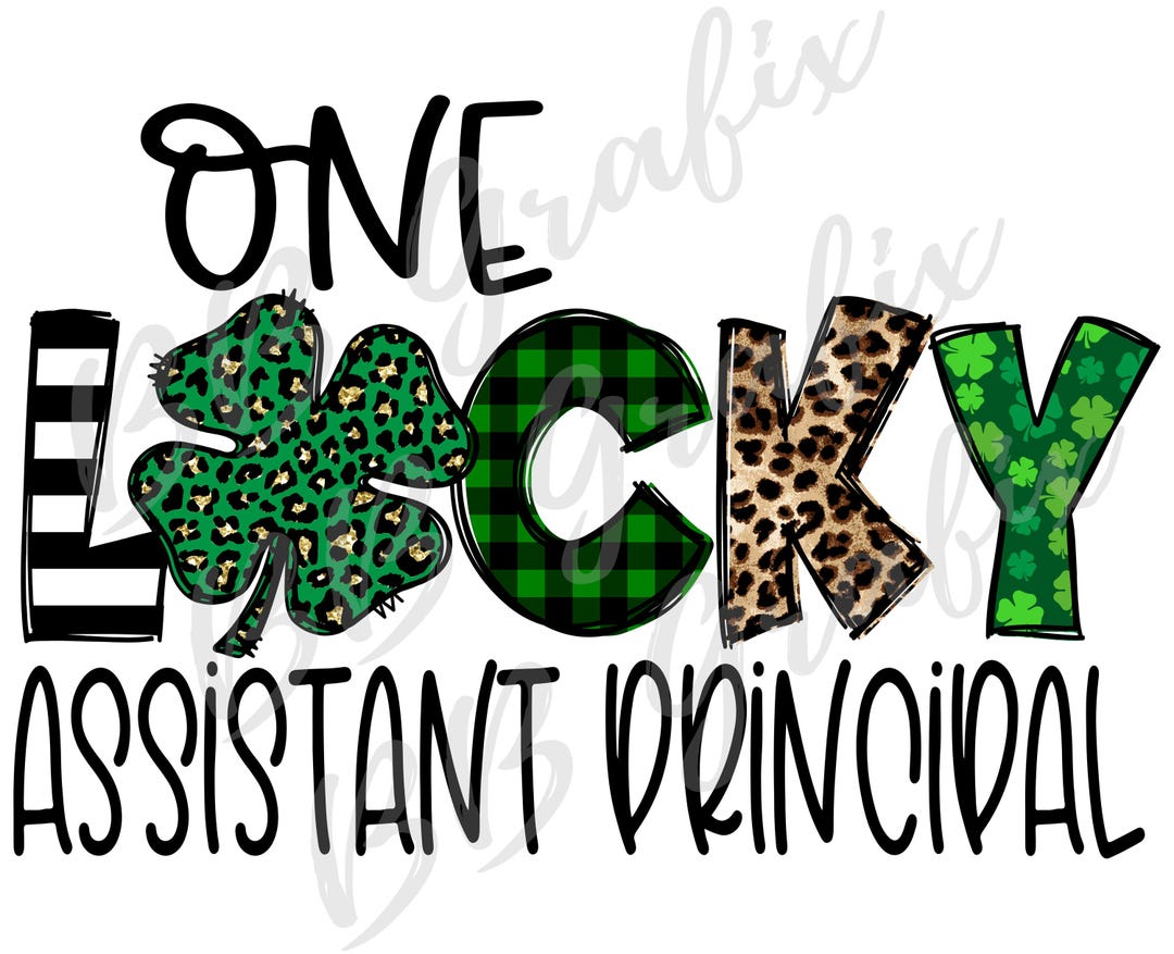 Digital Png File One Lucky Assistant Principal Leopard Shamrock Plaid ...