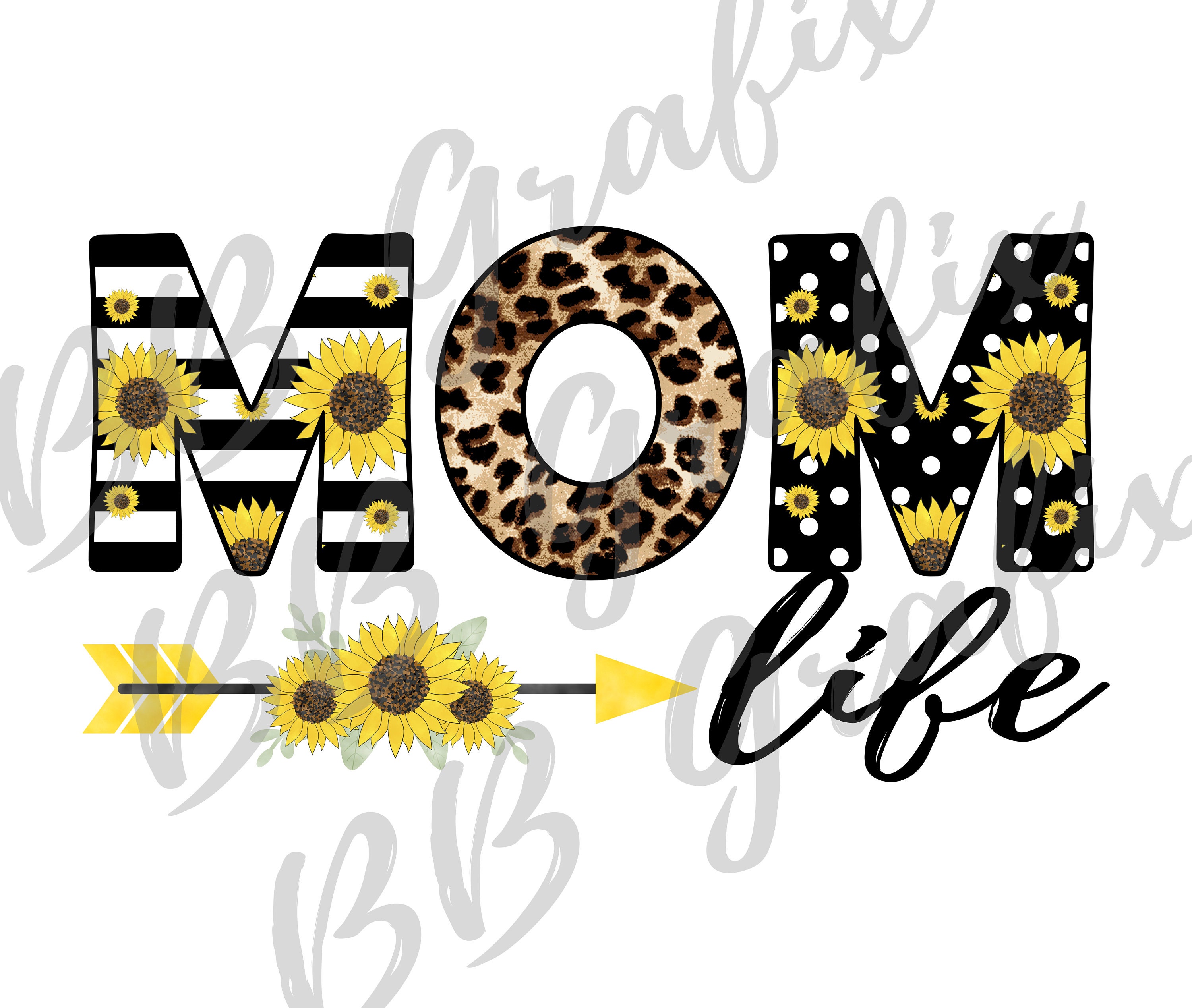 Digital Png File Mom Life Yellow Sunflower Black Leopard - Etsy