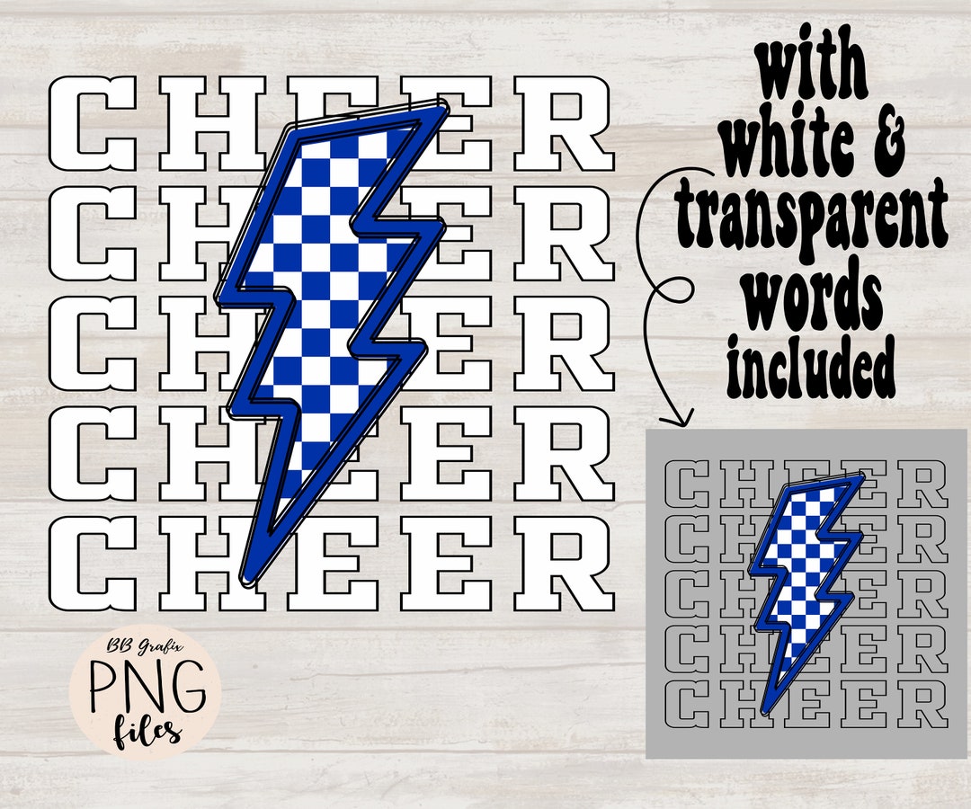 Digital Png File Cheer Stacked Lightning Bolt Blue Printable Sticker ...
