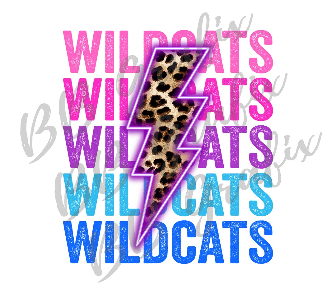 Digital Png File Wildcats Stacked Neon Lightning Bolt Cheetah Leopard ...