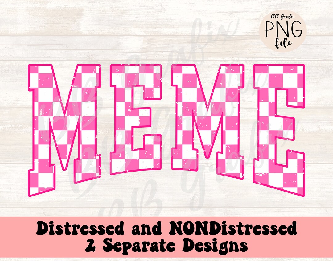 Digital Png File Meme Distressed Checker Pink Printable Sticker ...