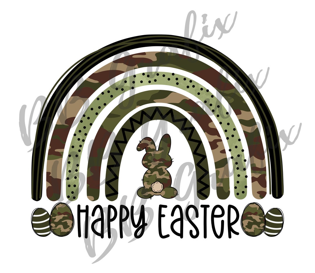Digital Png File Happy Easter Egg Camo Rainbow Camouflage Boy Printable Clip Art Waterslide ...