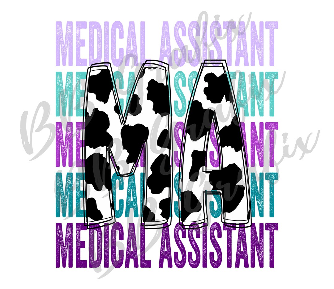 Digital Png File Medical Assistant Stacked Cow Print Printable ...