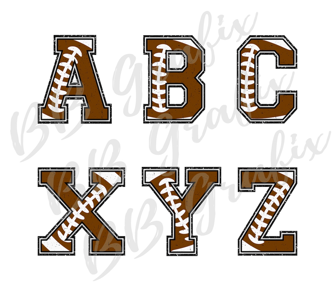 Digital Png Files Alphabet Letters 26 Letters A-Z Football Clip Art ...