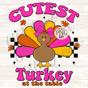 Digital Png File Cutest Turkey at the Table Girl Thanksgiving Fall ...