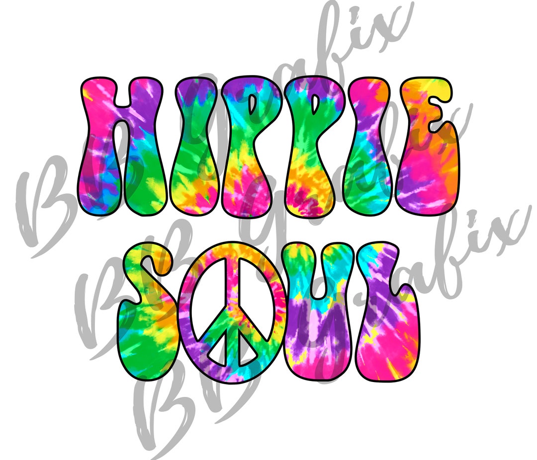 Digital Png File - Hippie Soul Peace Sign Tie Dye Retro 70's Printable ...