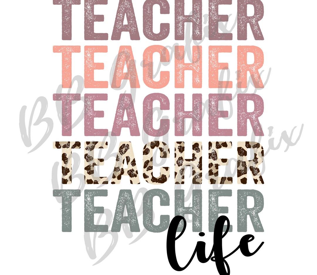 Digital Png File Teacher Life Stacked Cheetah Leopard Back to School ...
