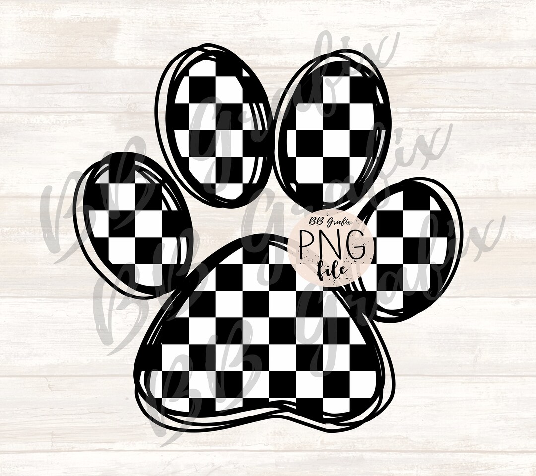 Digital Png File - Paw Print Checker Clip Art Waterslide Sticker Dtg ...