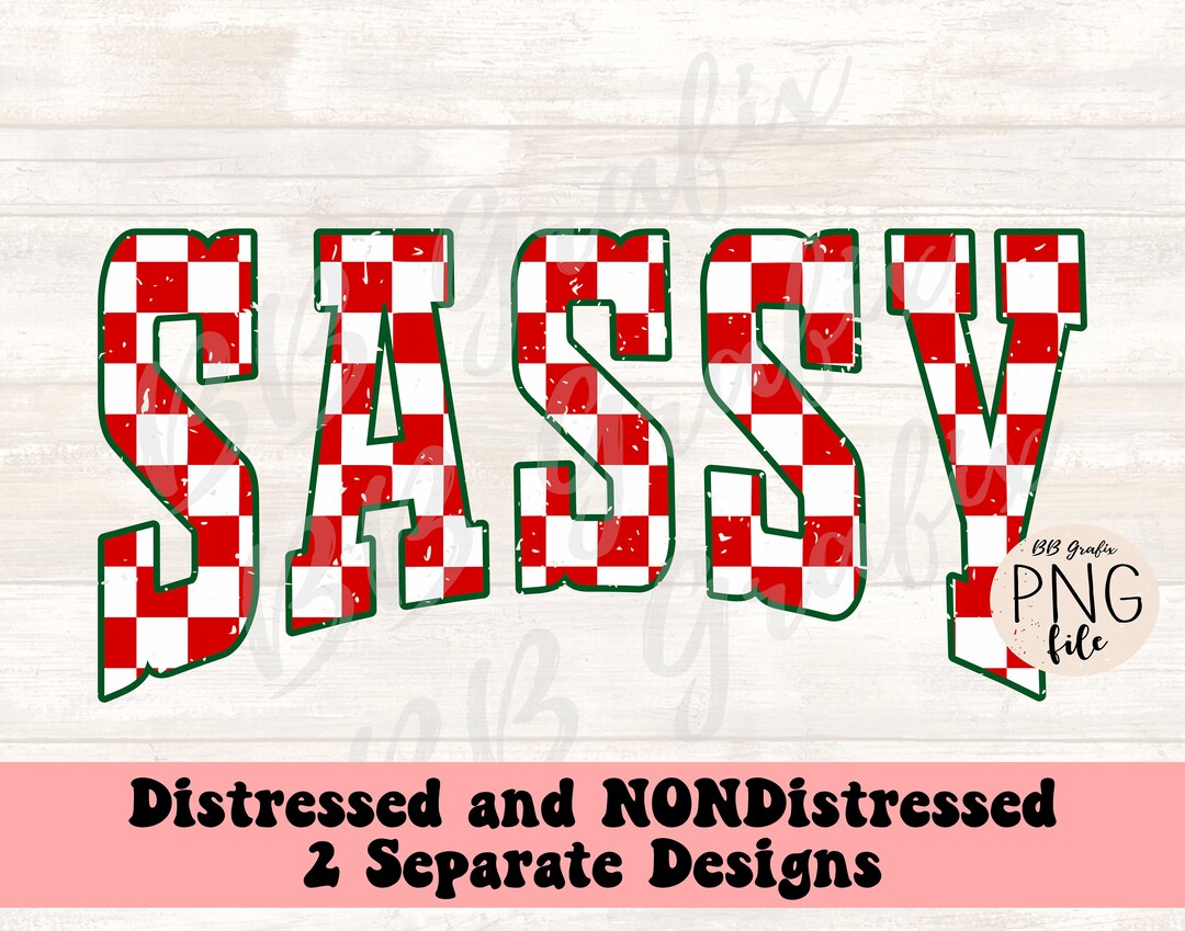 Digital Png File Sassy Distressed Checker Retro Christmas Printable ...