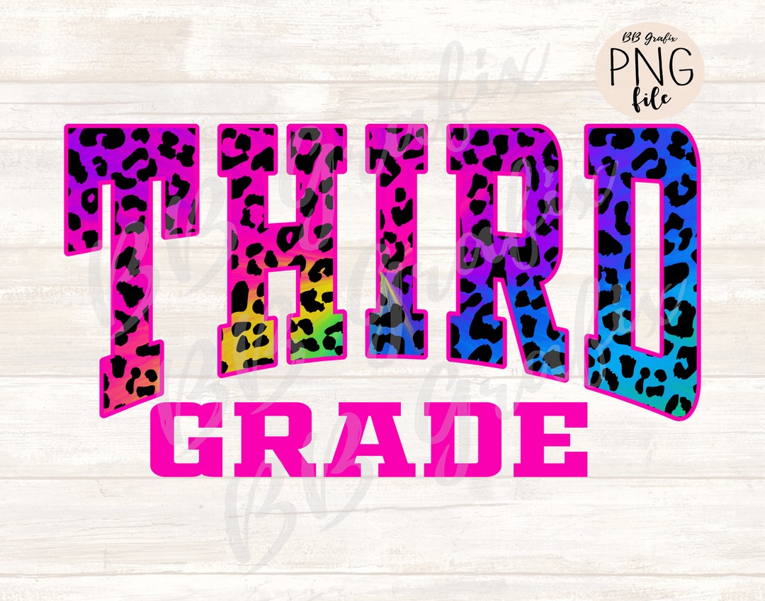 Digital Png File Third Grade 3 Cheetah Leopard Rainbow Tie Dye Back to ...