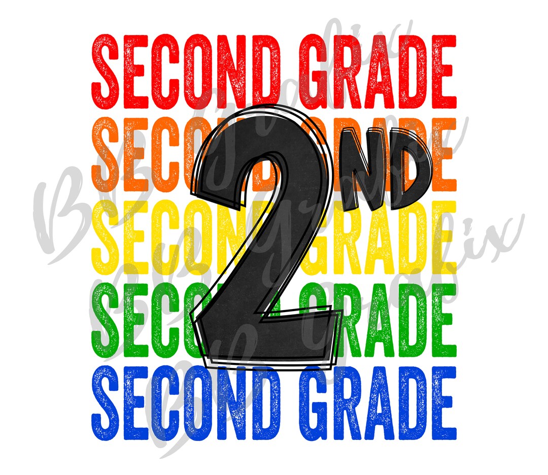 Digital Png File Second Grade 2 2nd Stacked Rainbow Back to School Kids ...
