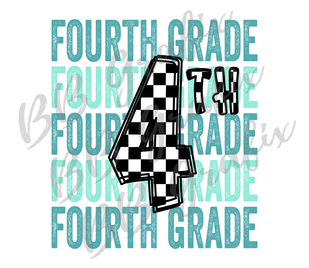 Digital Png File 4th Grade 4 Fourth Stacked Checker Back to School Boy ...