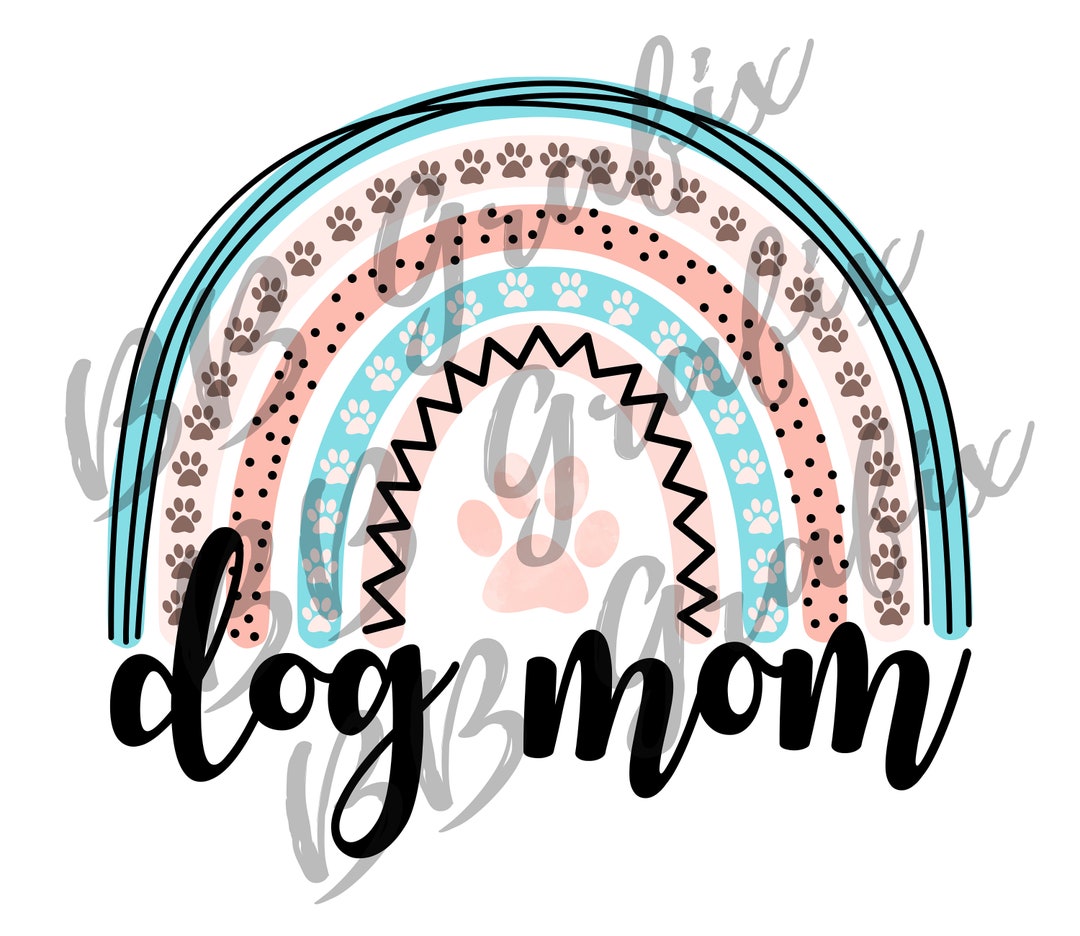 Digital Png File Dog Mom Rainbow Paw Print Blue Blush Watercolor ...