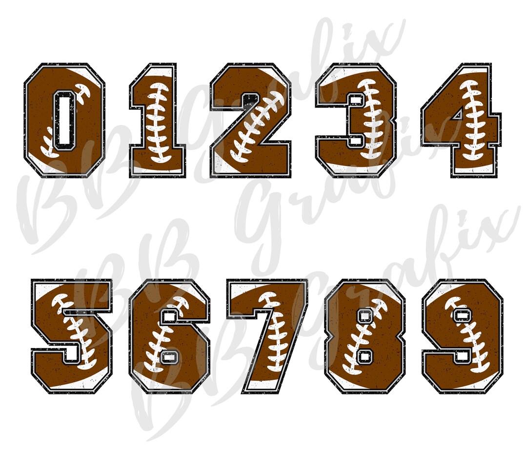 Digital Png File 10 Separate Designs Football Sports Ball Number 0-9 ...