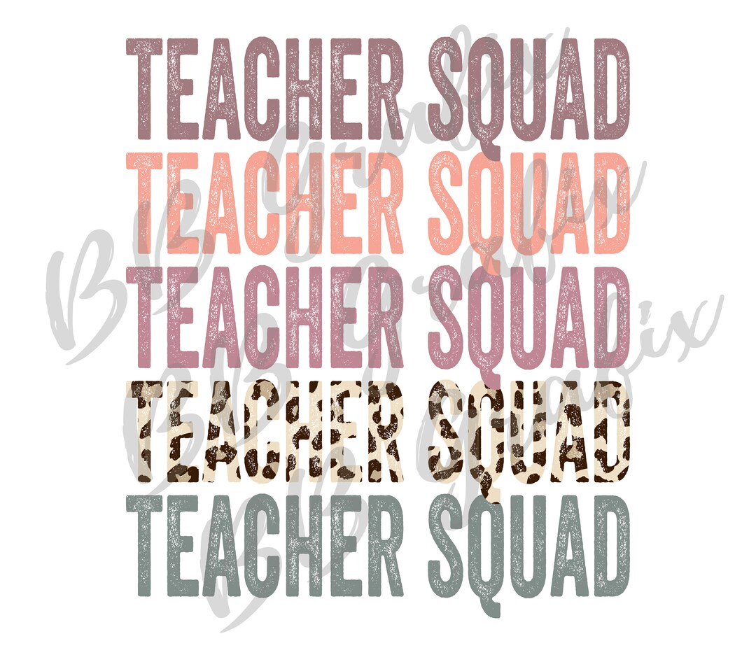Digital Png File Teacher Squad Stacked Cheetah Leopard Back to School ...
