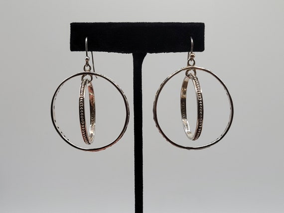 Vintage Sterling Silver Double Hoops - Gem