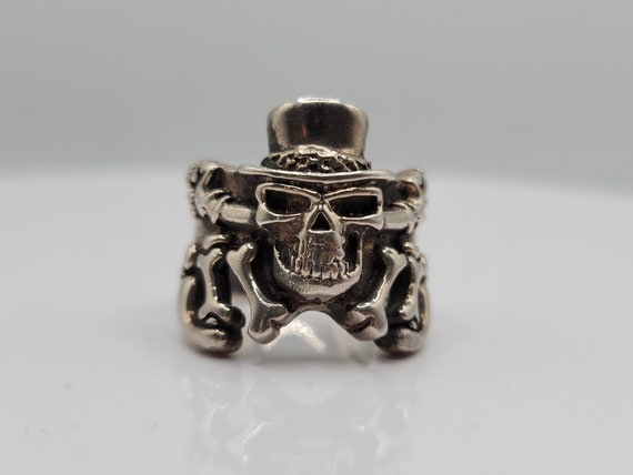 Vintage Voodoo Skull Bones W Hat Sterling Silver Ring Etsy