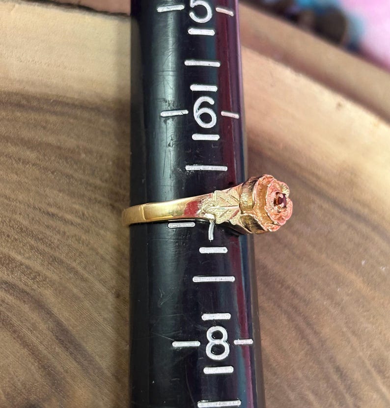 Vintage Stamper 10k Black Hills Gold and Garnet Ring - SIZE 6 3/4 - Etsy