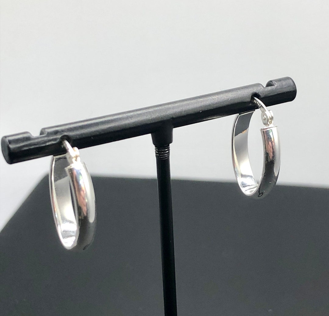 Vintage 925 Sterling Silver Half-round Tube Oval Hoop Earrings - Etsy