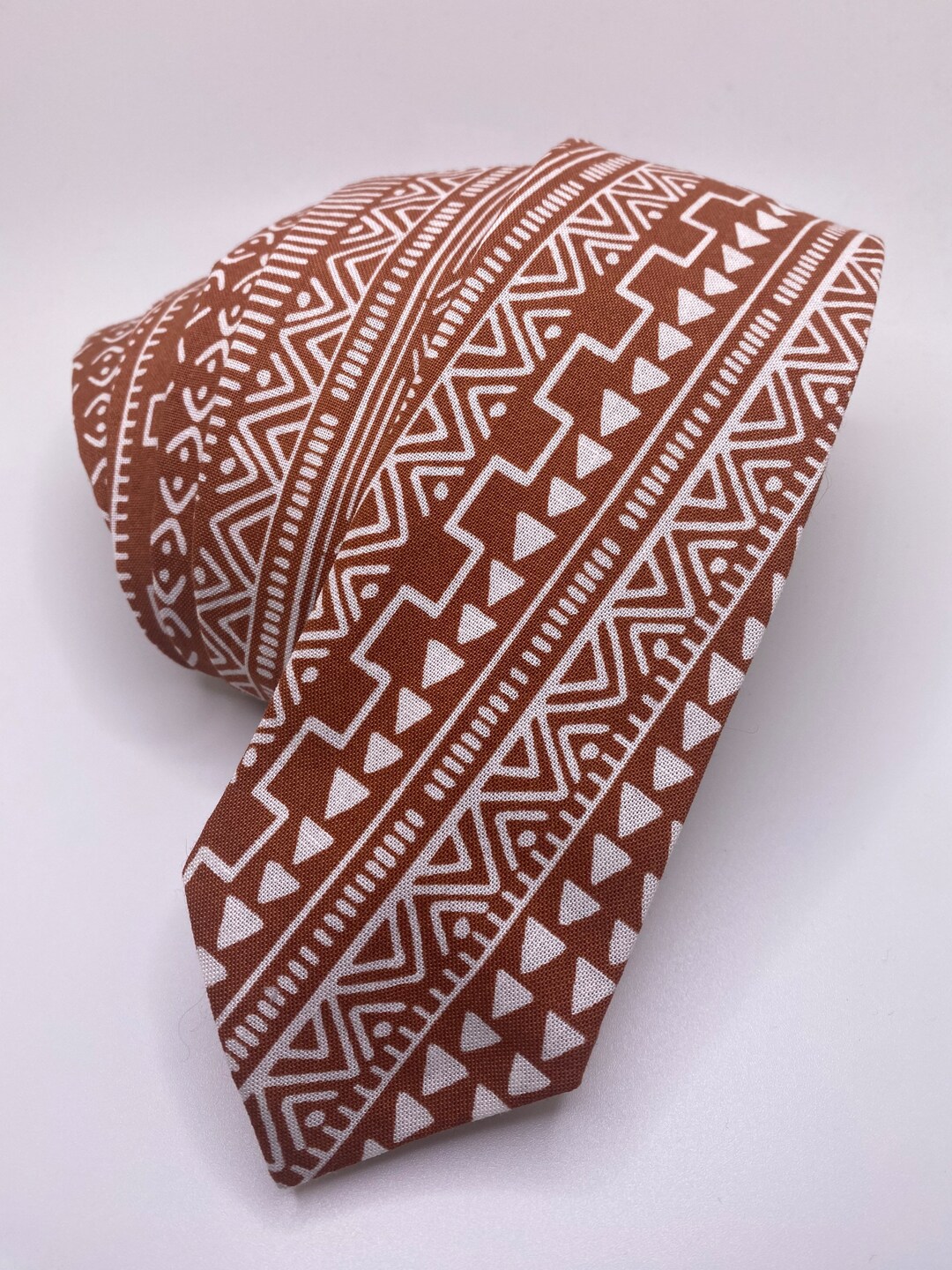 Rust Orange Tie-orange Tie-rust Orange-aztec Print-skinny Tie-orange ...