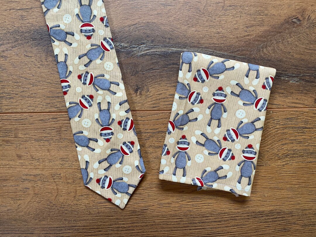 Sock Monkey Tie-monkey Tie-skinny Tie-mens Tie-boys Tie-monkey Print ...