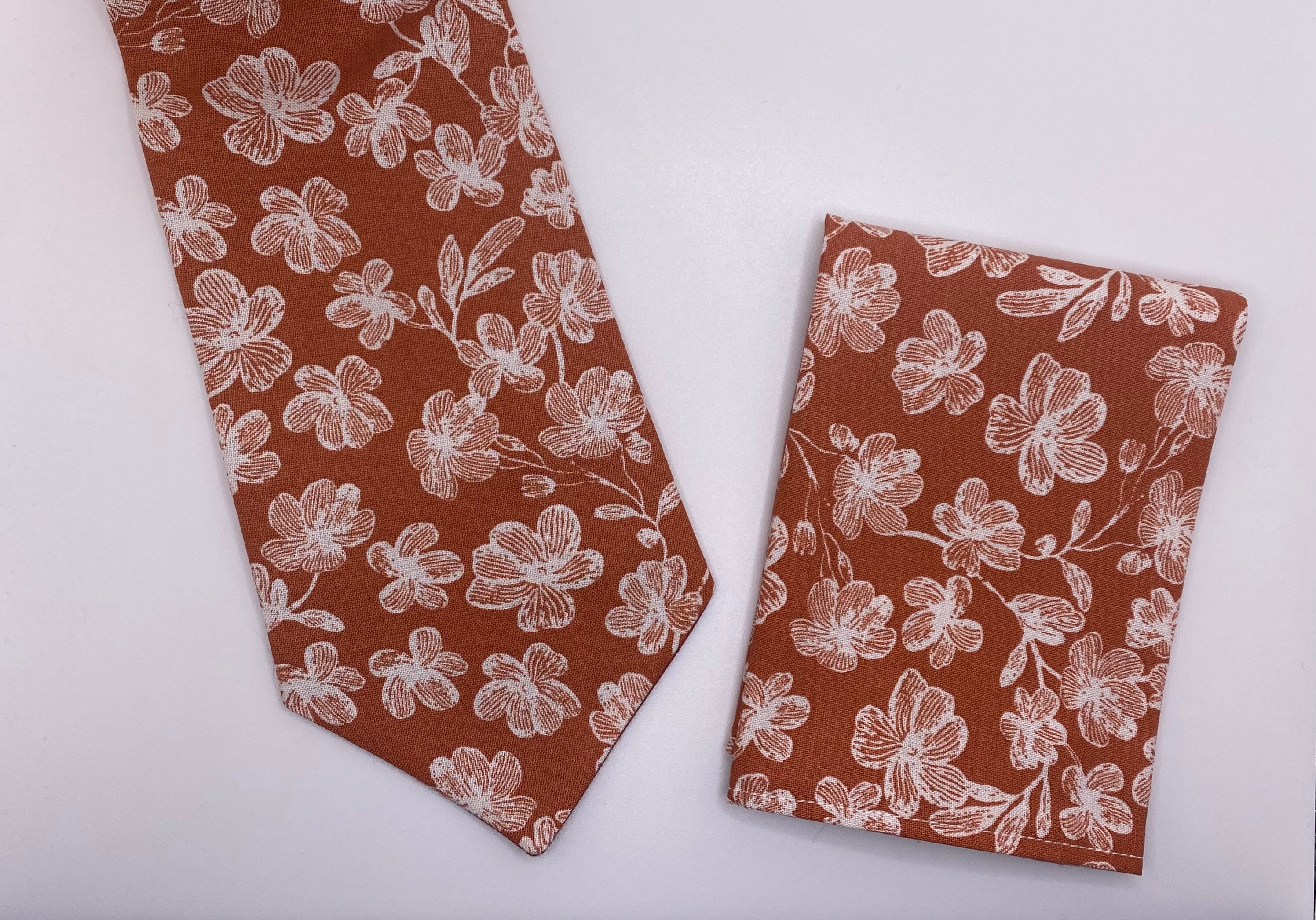Skinny Tie-floral Tie-orange Tie-rust Colored Tie-flower - Etsy
