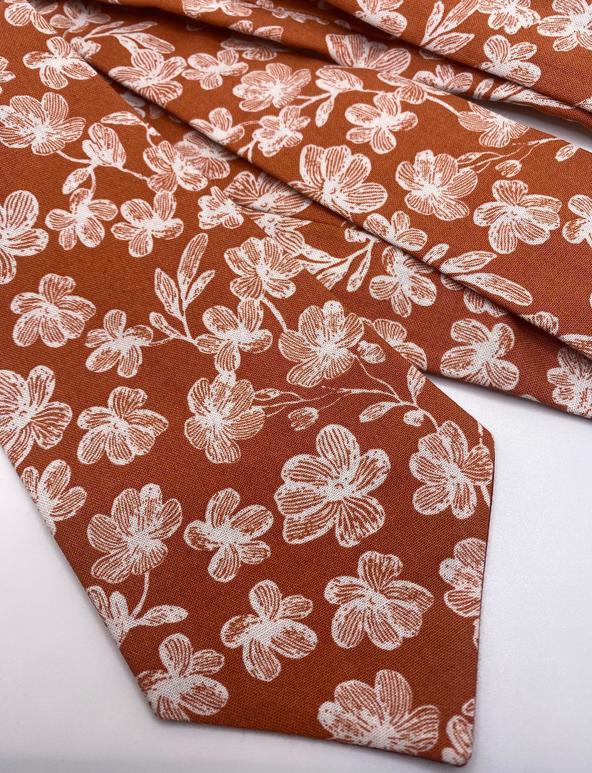 Skinny Tie-floral Tie-orange Tie-rust Colored Tie-flower - Etsy