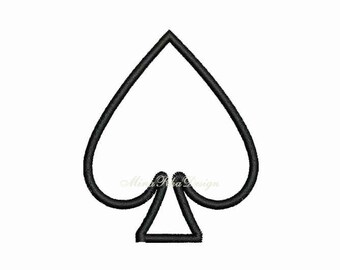 Playing Card Spade Applique Patch Embroidery Design Instant Download - Etsy