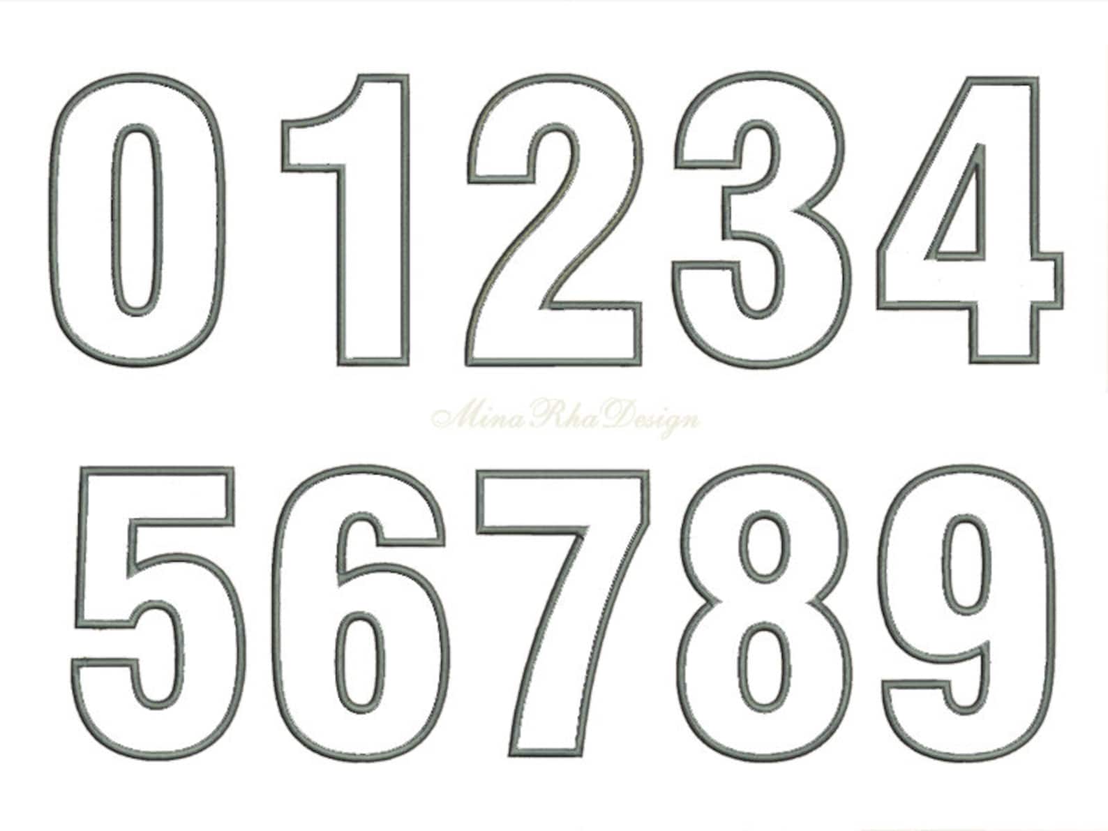 Numbers Embroidery Applique Numbers Set 5 Sizes Instant Download - Etsy