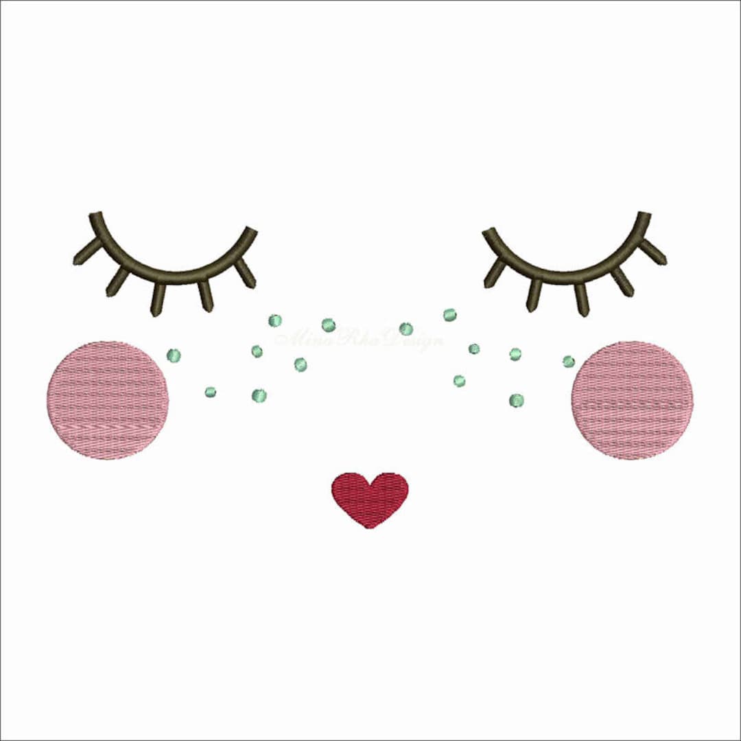 Machine Embroidery Cute Doll Face Design Face Embroidery Design Instant ...