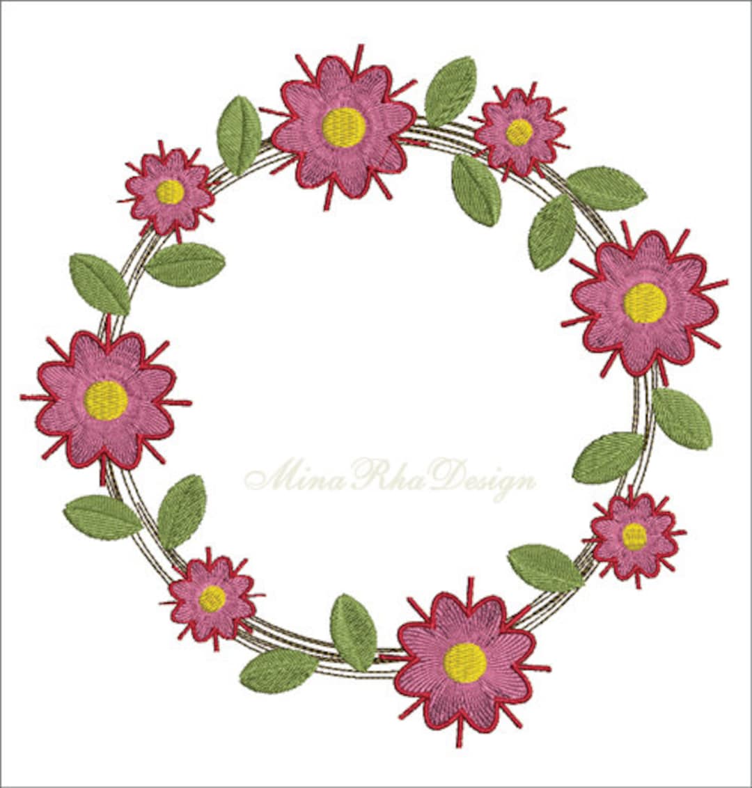 Flower Wreath Machine Embroidery Design Instant Download - Etsy