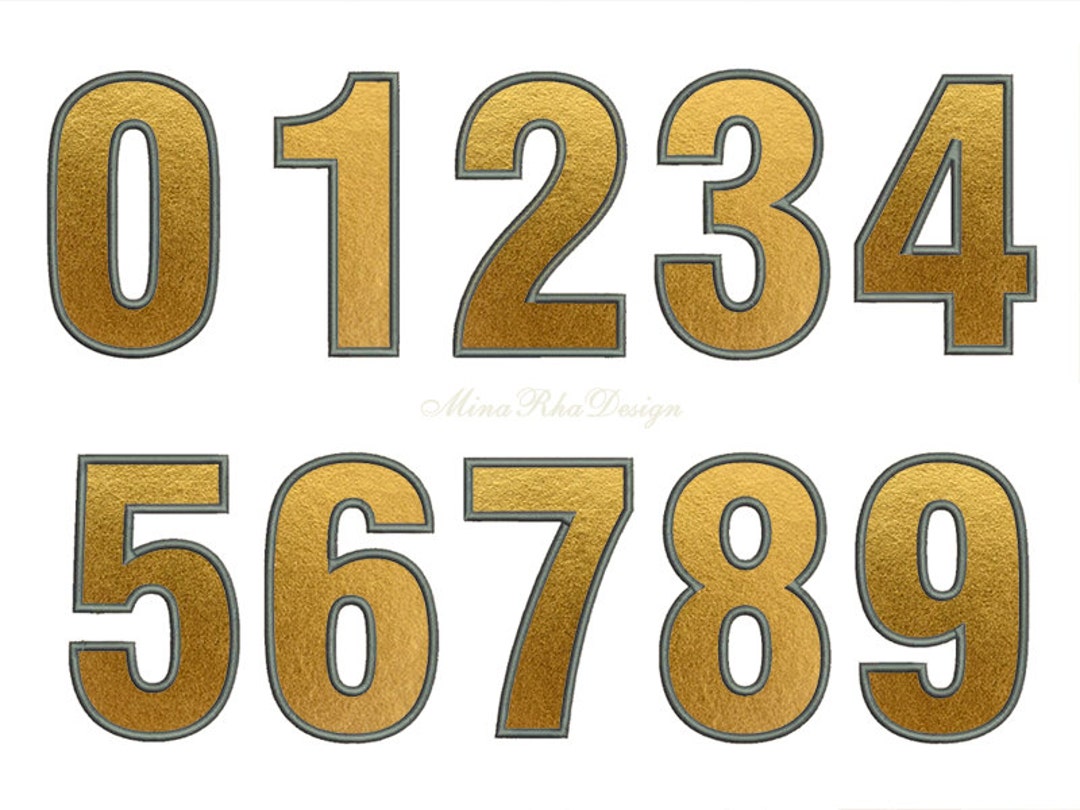 Numbers Embroidery Applique Numbers Set 5 Sizes Instant Download - Etsy
