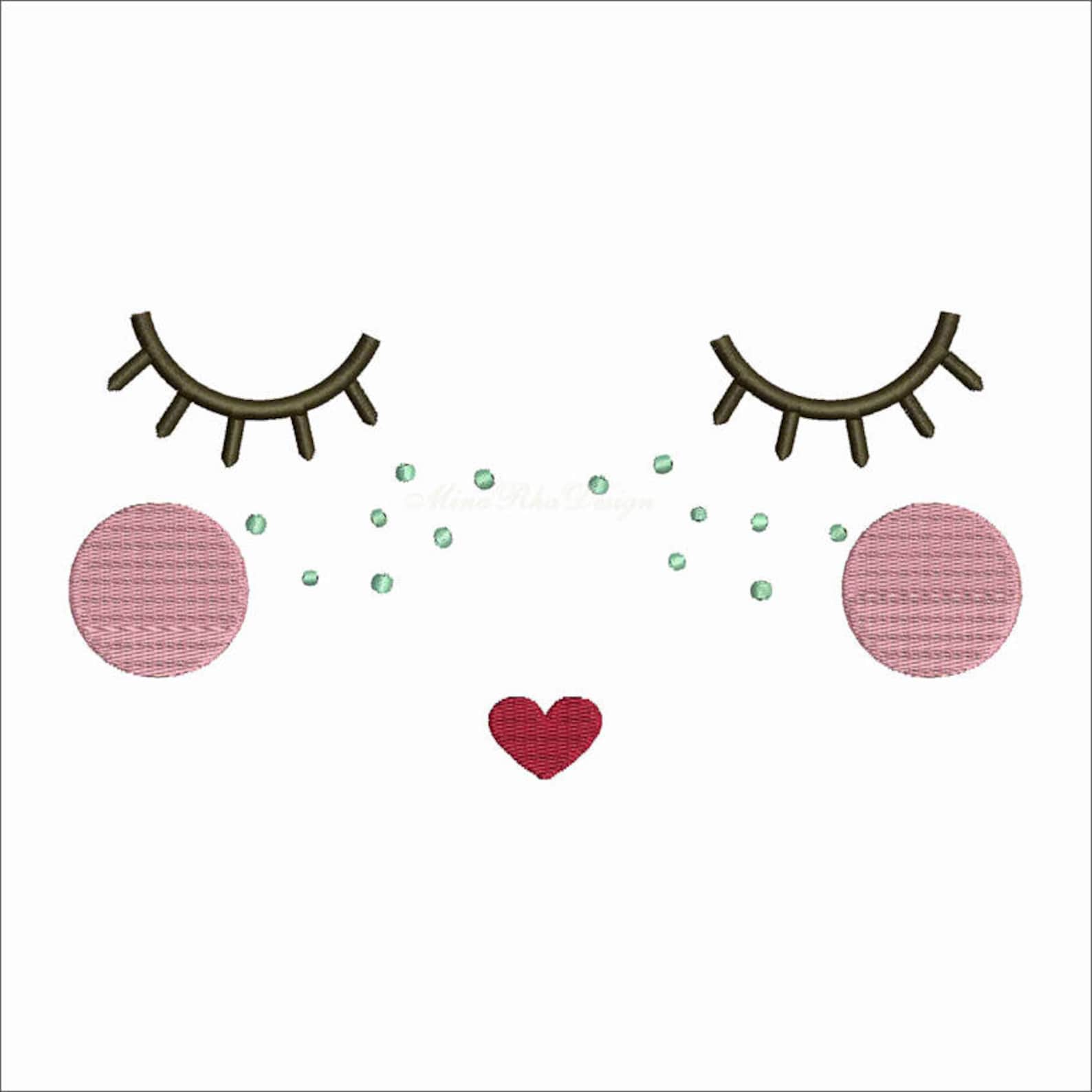Machine Embroidery Cute Doll Face Design Face Embroidery - Etsy