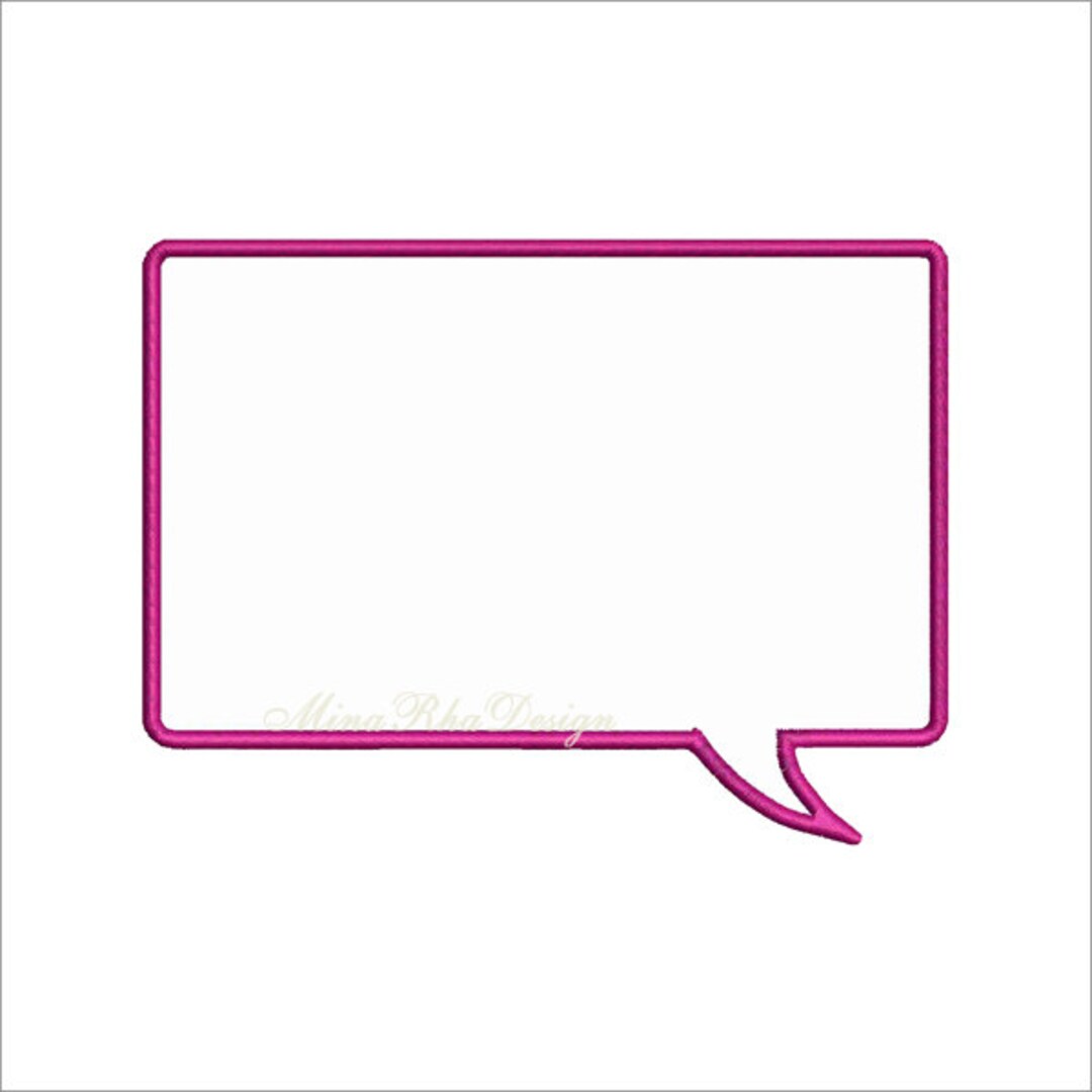 Square Speech Bubble Applique Design Instant Download - Etsy